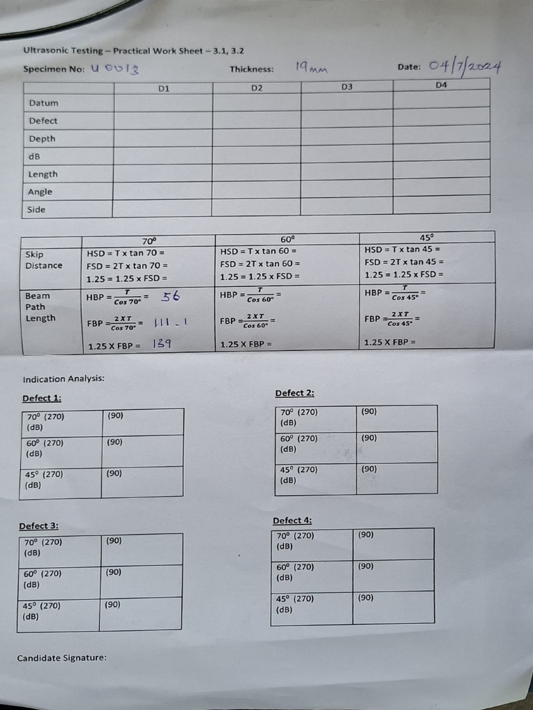 Ultrasonic Test Log Sheet | PDF