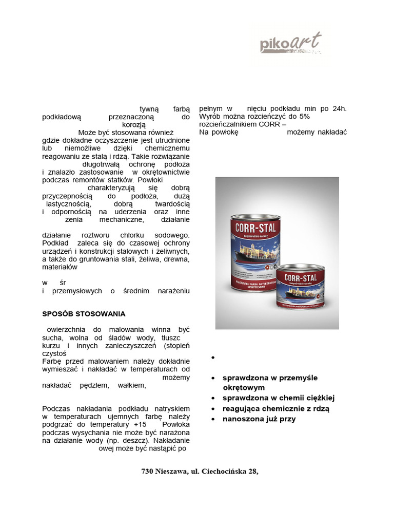 Karta Techniczna Corr Stal | PDF