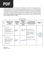 LLP Subscriber Sheet Format | PDF | Limited Liability Partnership | Law