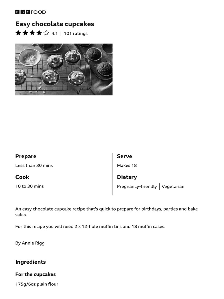 Chocolate Cupcake Recipe | PDF