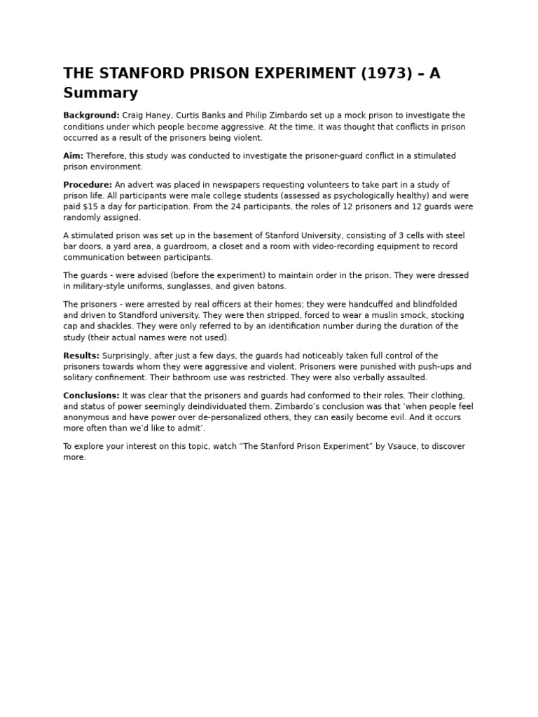 The Stanford Prison Experiment | PDF