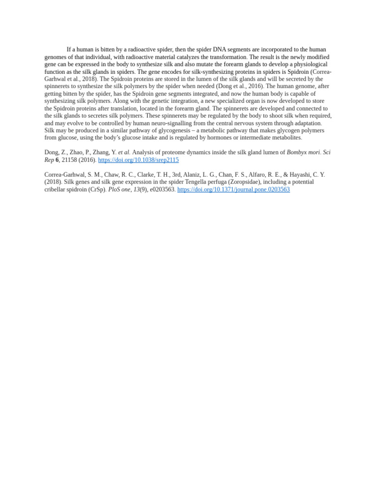 BIOL-2105EL Spiderman Actvity | PDF