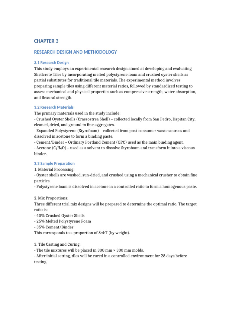 Chapter 3 Research Design and Methodology | PDF | Polystyrene | Materials