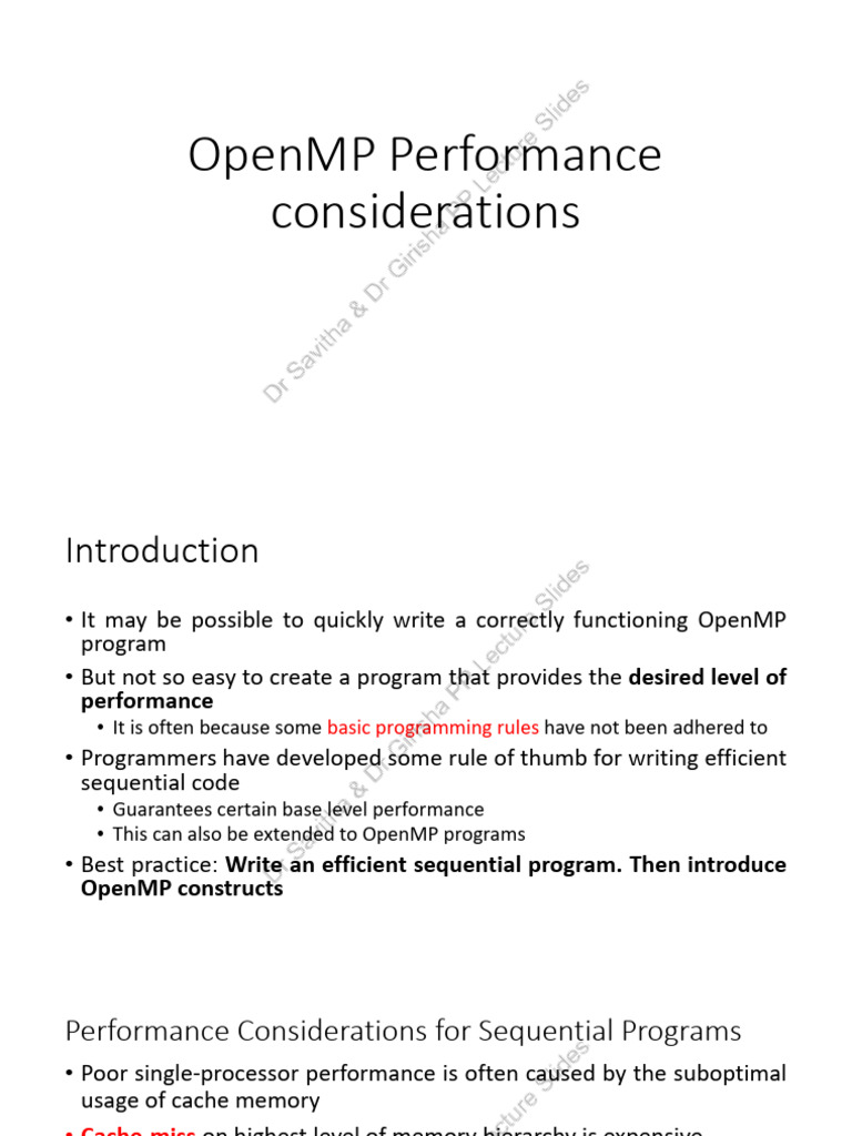 OpenMP Performance Consideration | PDF | Parallel Computing | Program Optimization