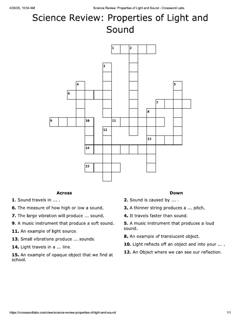 Science Review (Properties of Light and Sound) | PDF