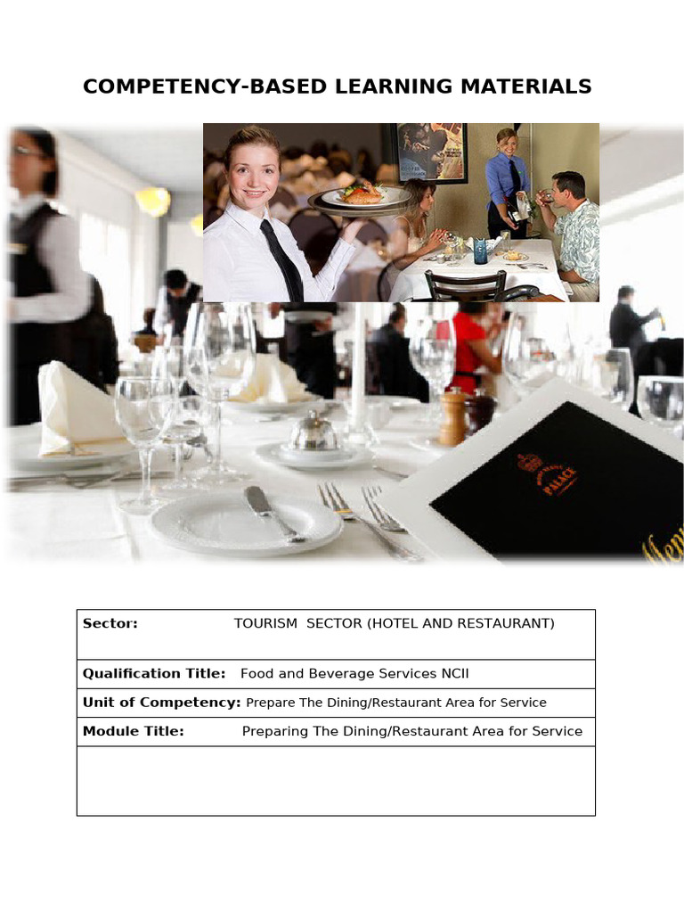 CBLM - FBS - Prepare Dining Area | PDF | Tableware | Restaurants