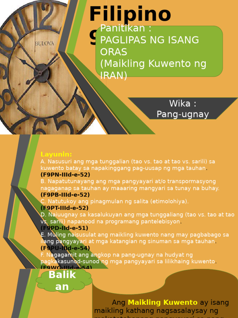 Q3 - Aralin4 - Maikling Kuwento - Paglipas NG Isang Oras | PDF