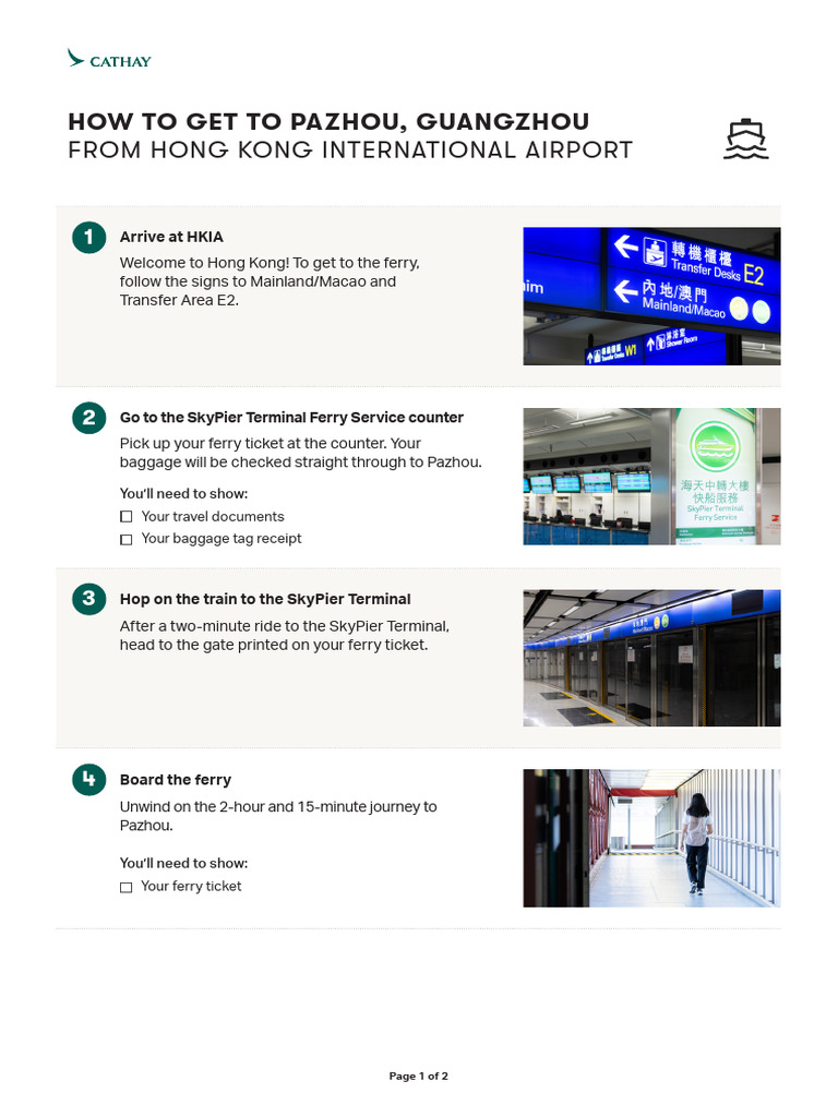 Ferry Guide: HKIA to Pazhou, Guangzhou | PDF