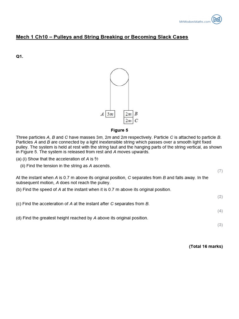 Mech 1 Ch10 - Pulleys and String Breaking or Becoming Slack Cases | PDF ...