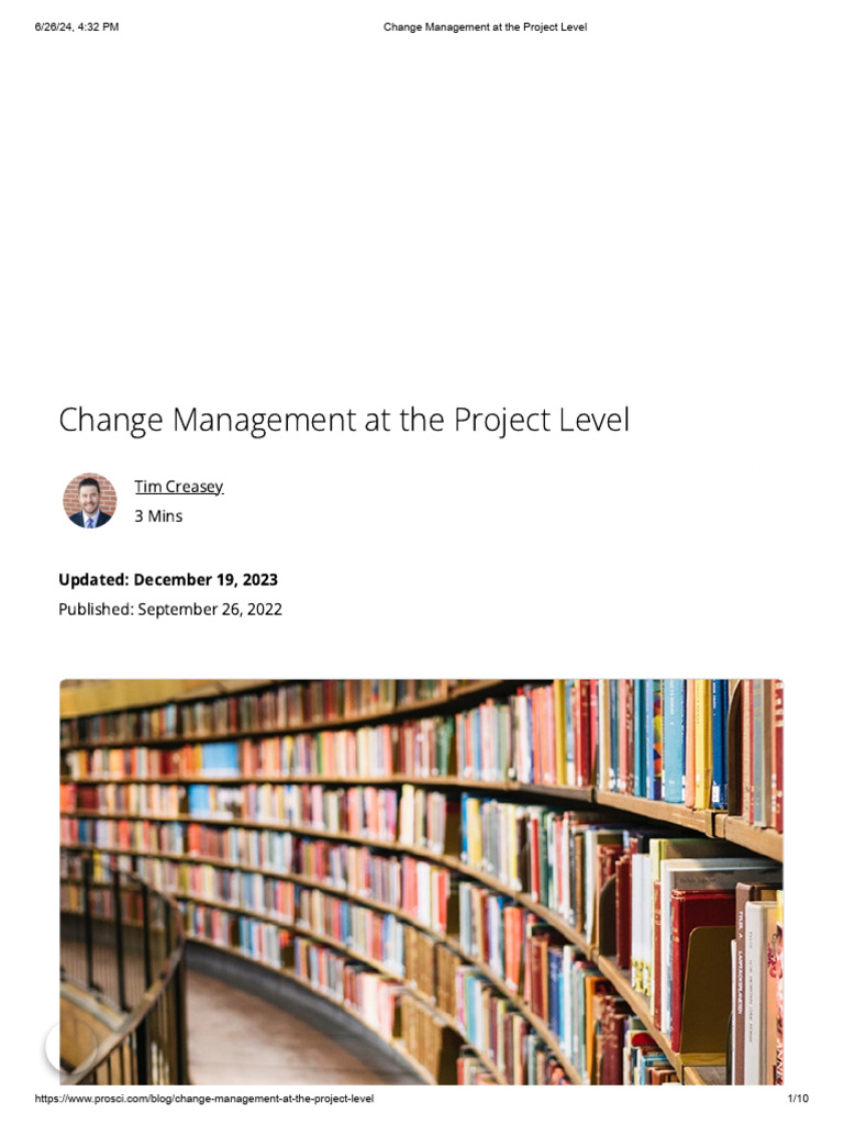Change Management at The Project Level | PDF | Change Management | Risk