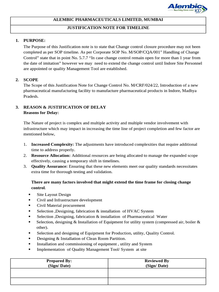 Justification For Timeline | PDF