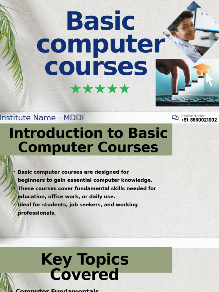 Govt. Certification in Basic Computer Course | PDF