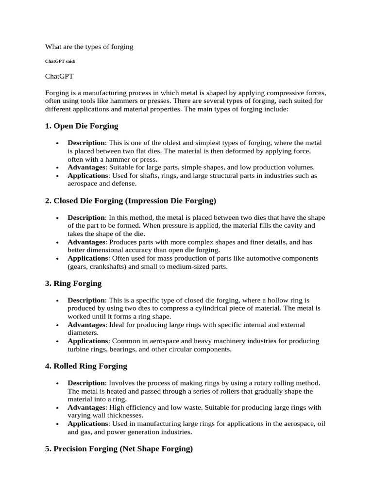 What Are The Types of Forging | PDF | Forging | Mechanical Engineering
