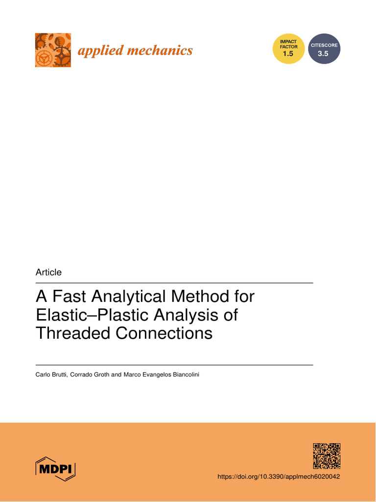 A Fast Analytical Method For Elastic-Plastic Analysis of Threaded Connections | PDF | Bending ...