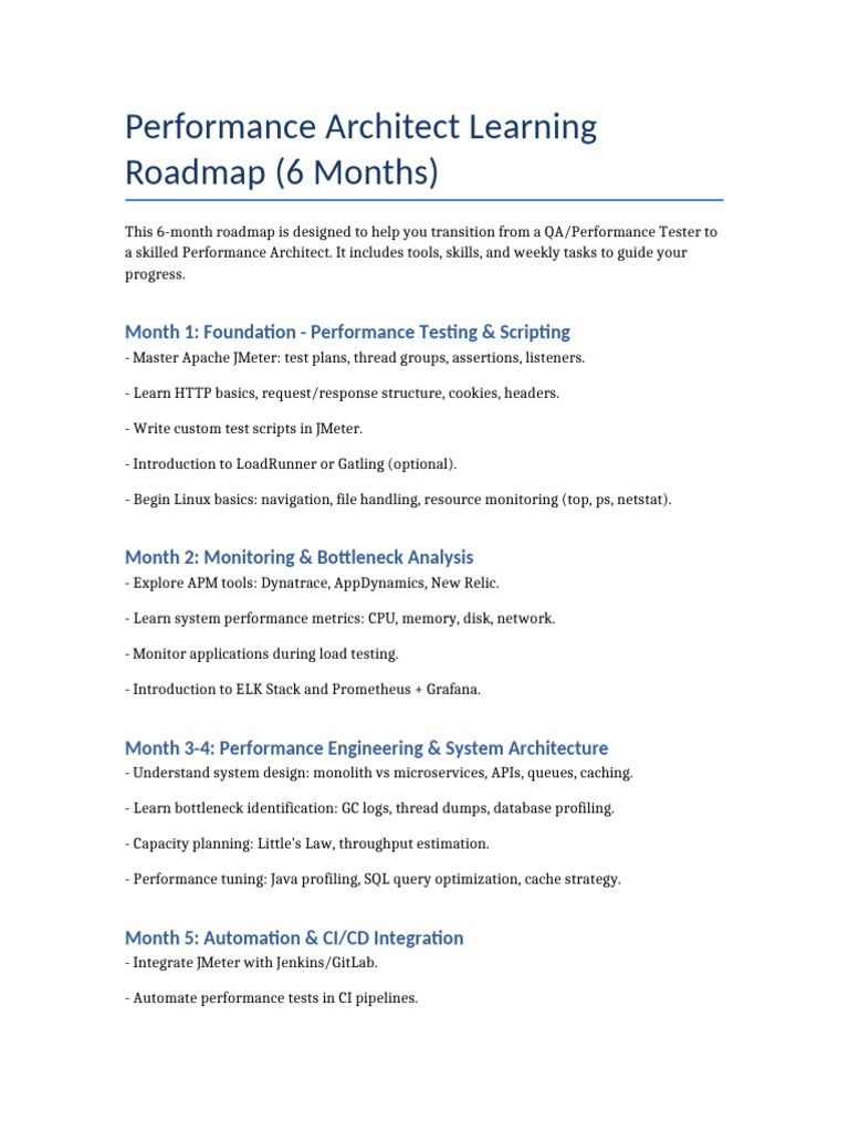 Performance Architect Roadmap | PDF