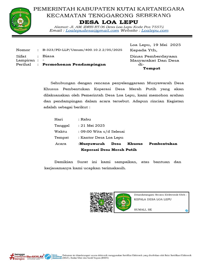 Permohonan Pendampingan To DPMD | PDF