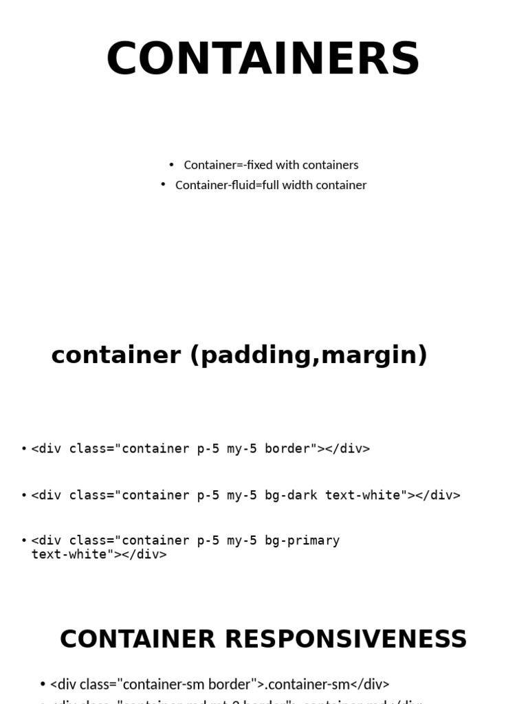 Containers: Container - Fixed With Containers Container-Fluid Full ...
