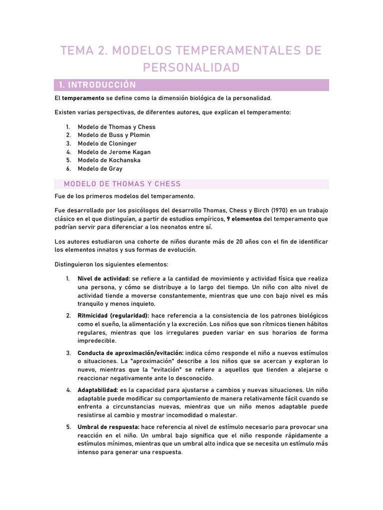 Tema 2. Modelos | PDF | Temperamento | Temor