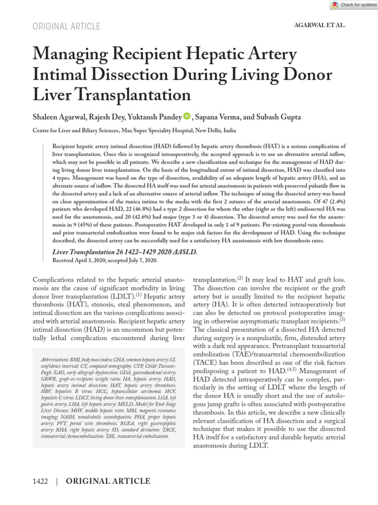 Liver Transplantation - 2020 - Agarwal - Managing Recipient Hepatic ...