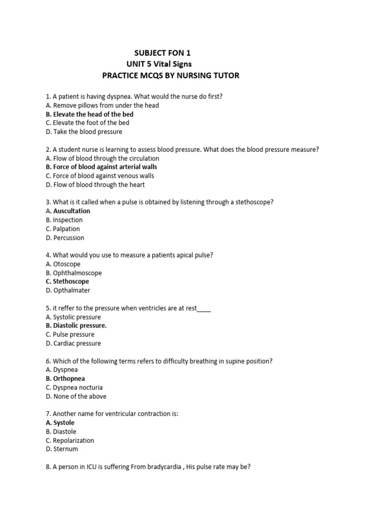 Fon 1 Unit 5 Practice Mcqs by Ibad Khan | PDF | Thermoregulation | Blood Pressure