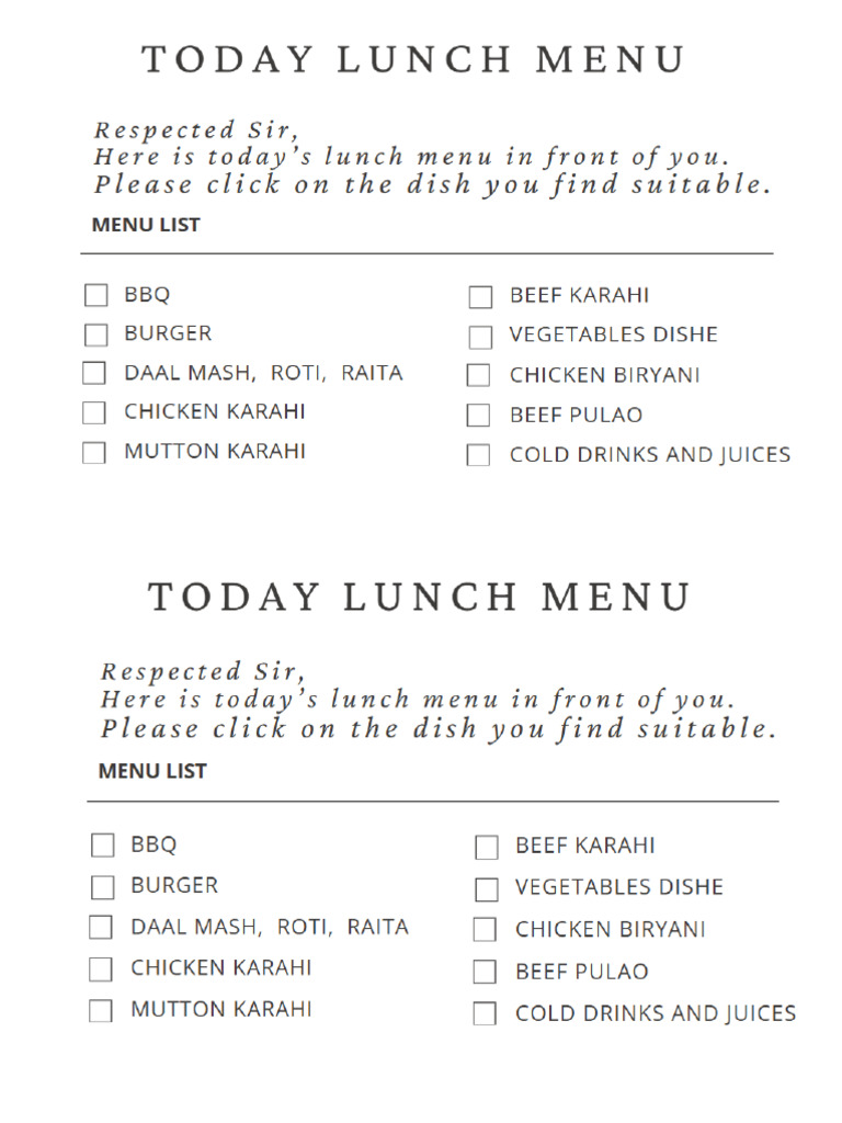 Lunch List | PDF