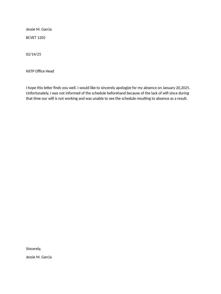 Excuse Letter | PDF