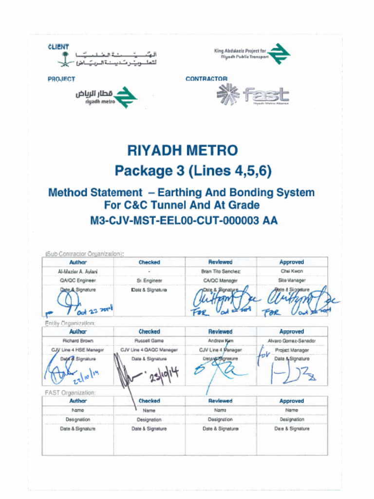 M3-CJV-MST-EEL00-CUT-000003 - Method Statement - Earthing and Bonding ...