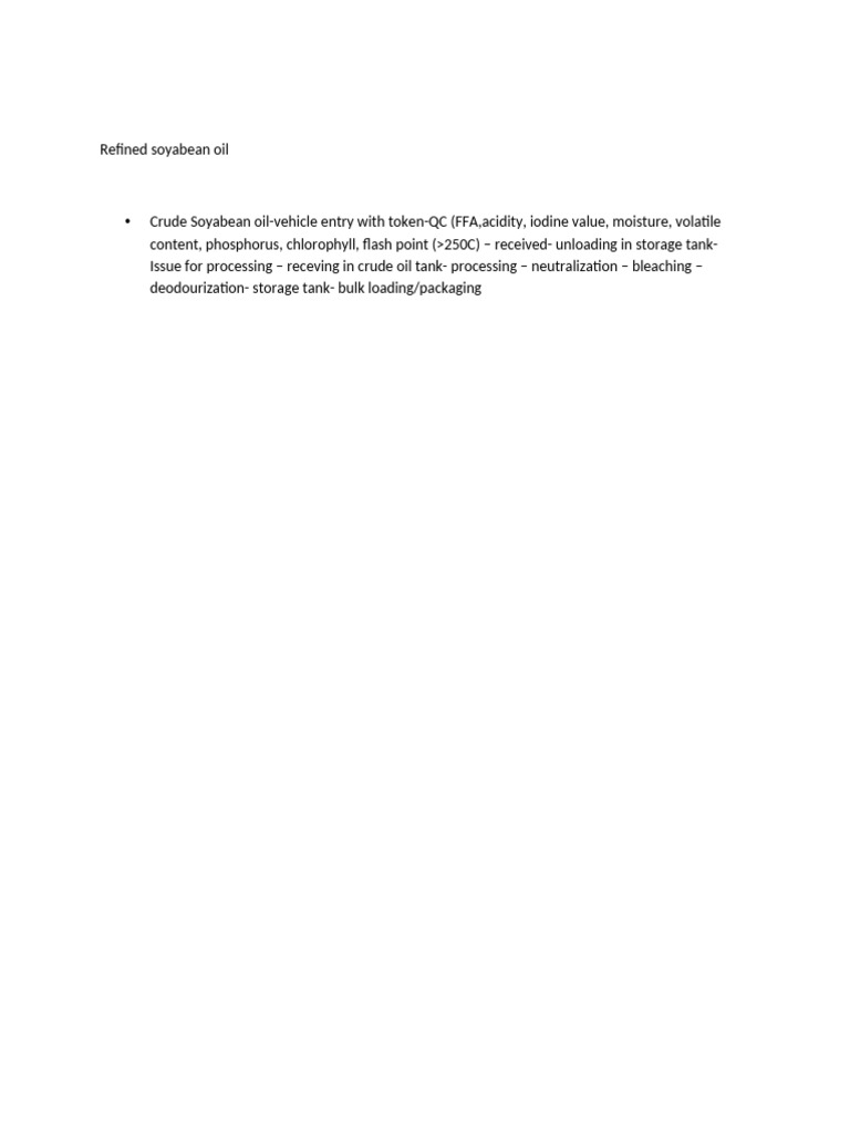 Soybean Oil Processing Flow Chart | PDF