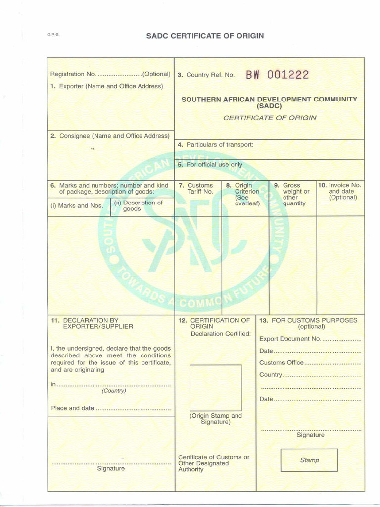 SADC Certificate of Origin 2 | PDF | Chess Openings | Chess