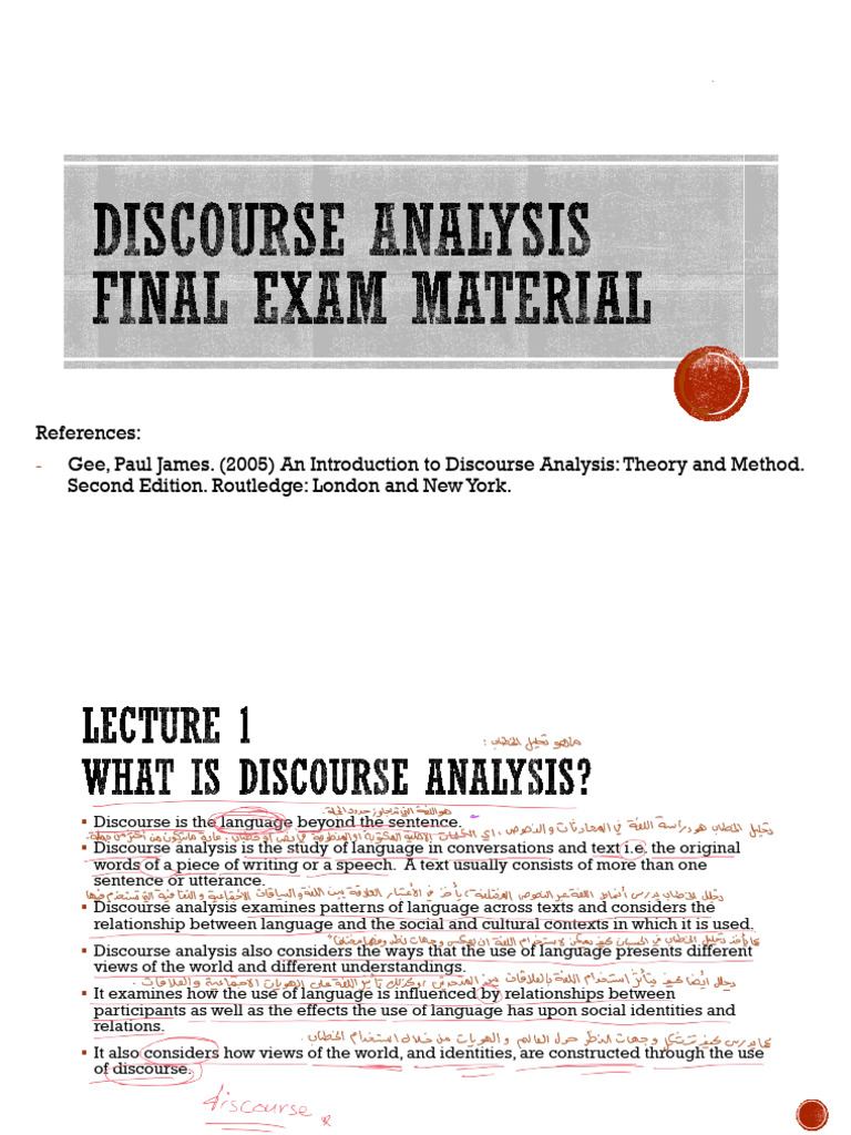 Discourse Analysis (Final Exam Material) 2 | PDF | Discourse | Linguistics