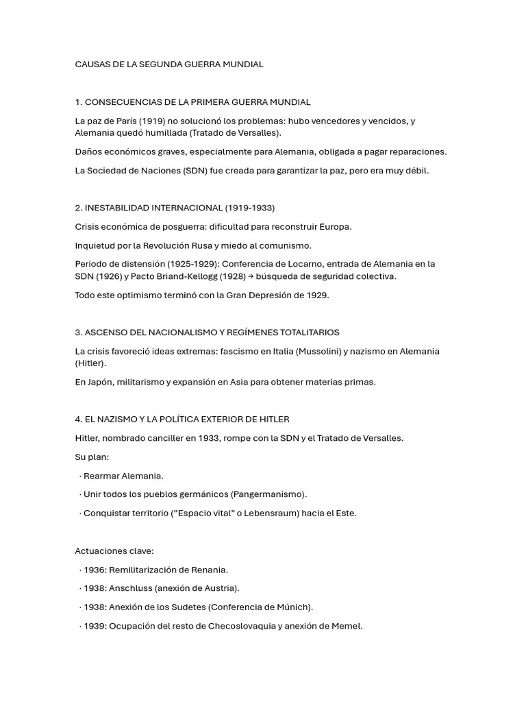 Causas de la Segunda Guerra Mundial | PDF | Alemania nazi | Liga de las ...