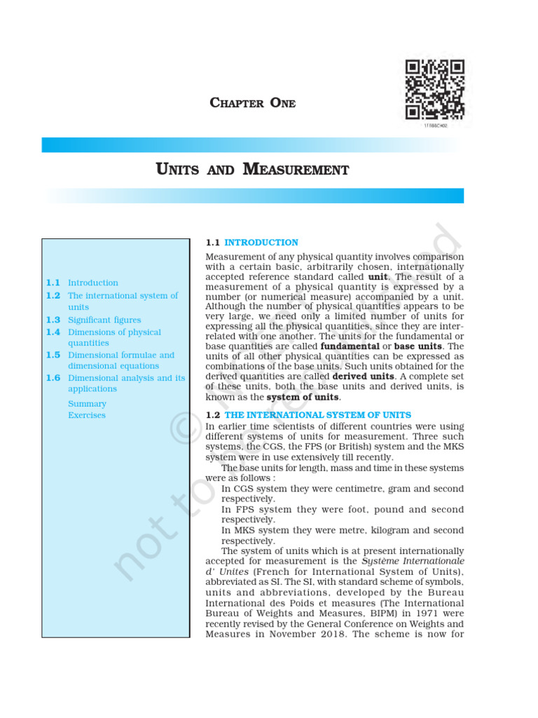Class11 NCERT Physics Part-1 Textbook | PDF | Mole (Unit) | International System Of Units