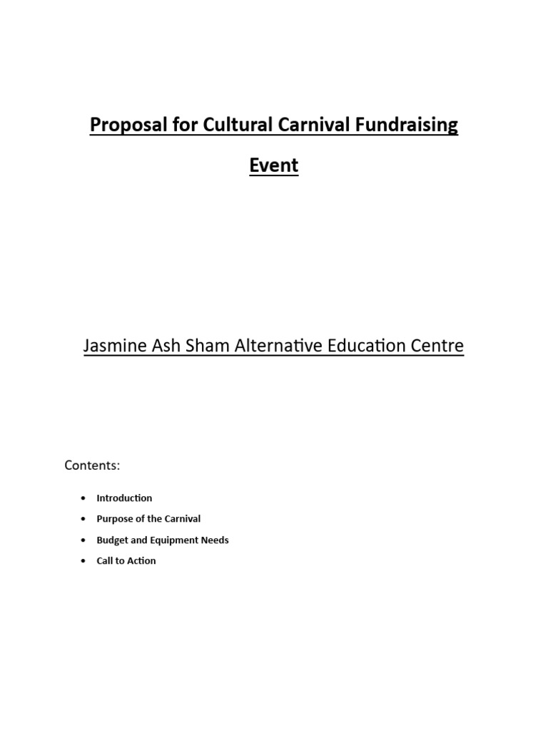 Cultural Carnival Fundraiser Proposal | PDF