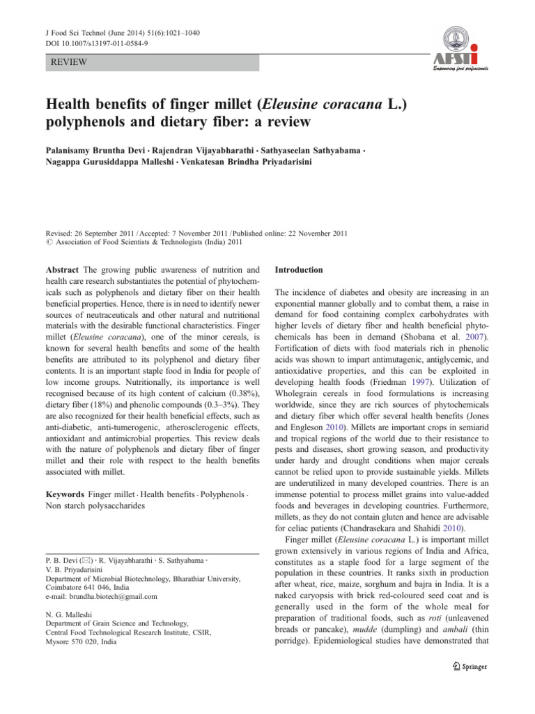 Finger Millet Health Benefits | PDF | Polyphenol | Cereals