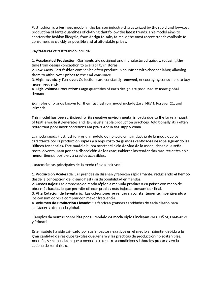Moda Rapida | PDF | Industria textil | Procesos de negocio