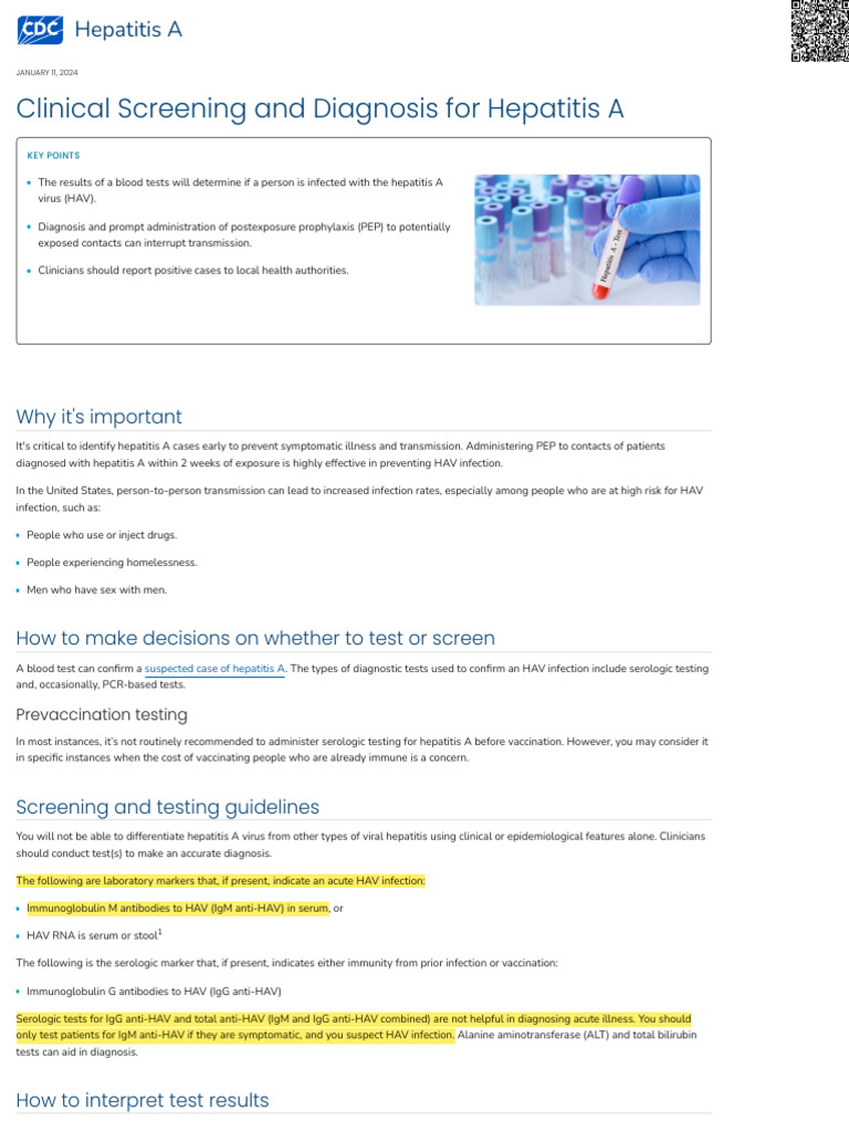 Clinical Screening and Diagnosis For Hepatitis A - Hepatitis A - CDC ...