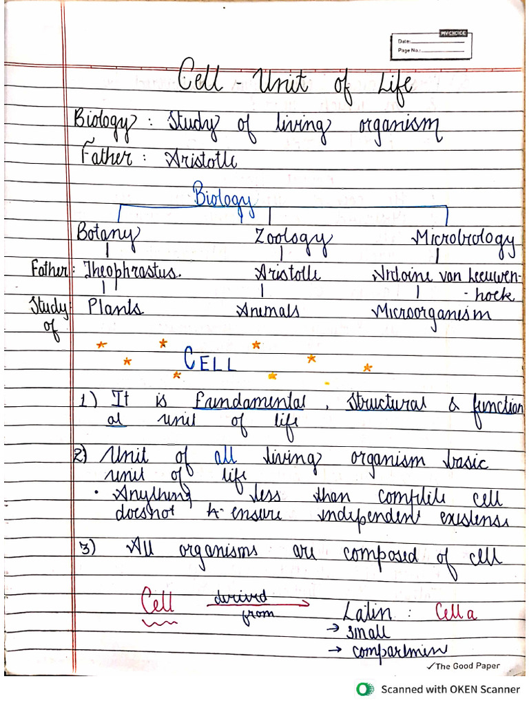 Cell Biology Notes Unacademy by DR Pranali Mishra | PDF