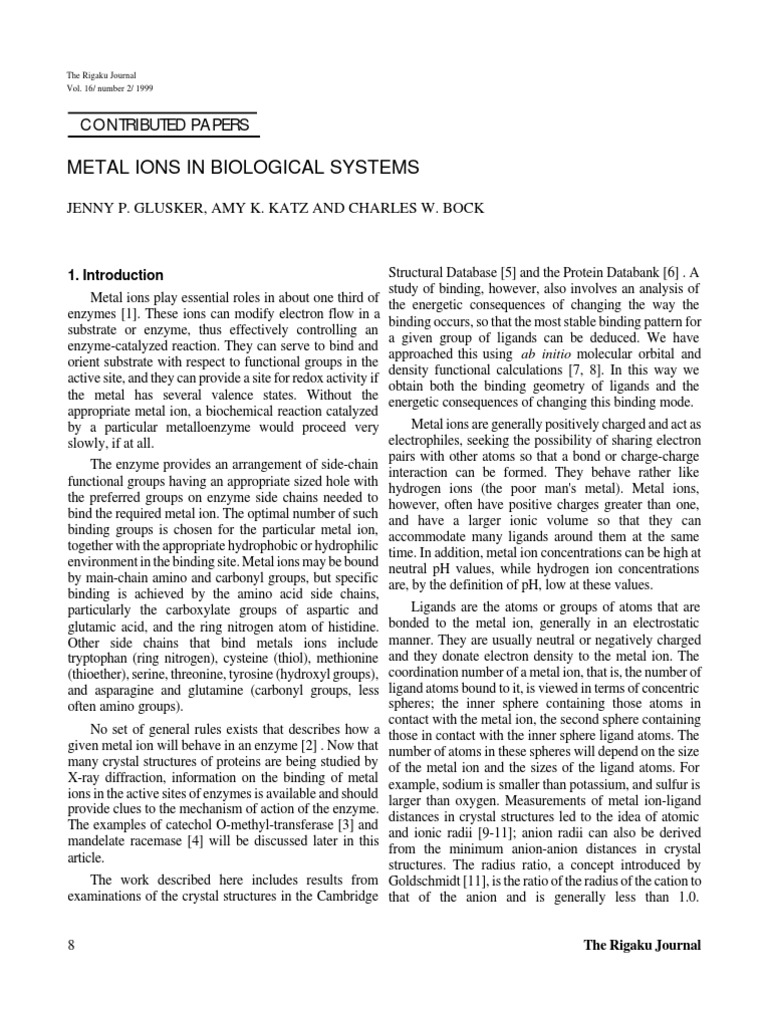 Metal Ions in Biological Systems | PDF | Coordination Complex | Ligand