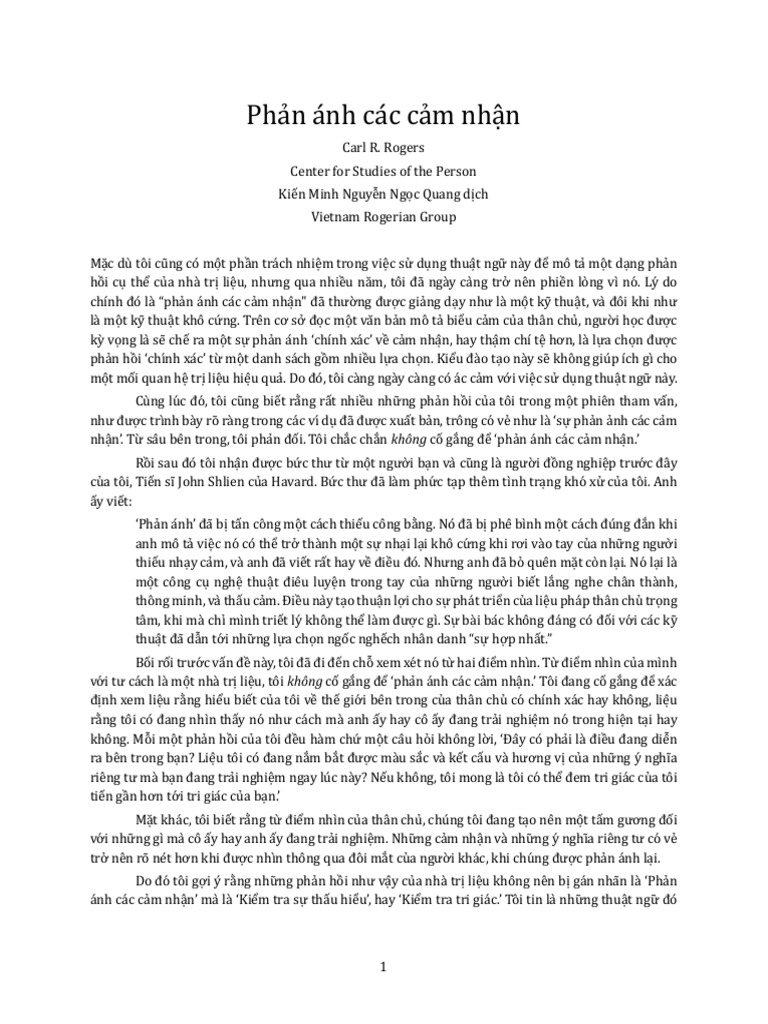 Kỹ Năng Phản Ánh - Carl Roger | PDF