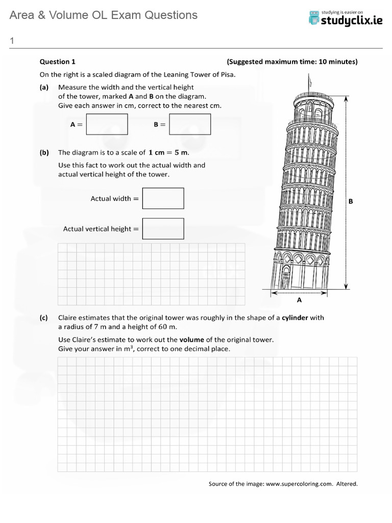 Area Volume Ol Exam Questions | PDF