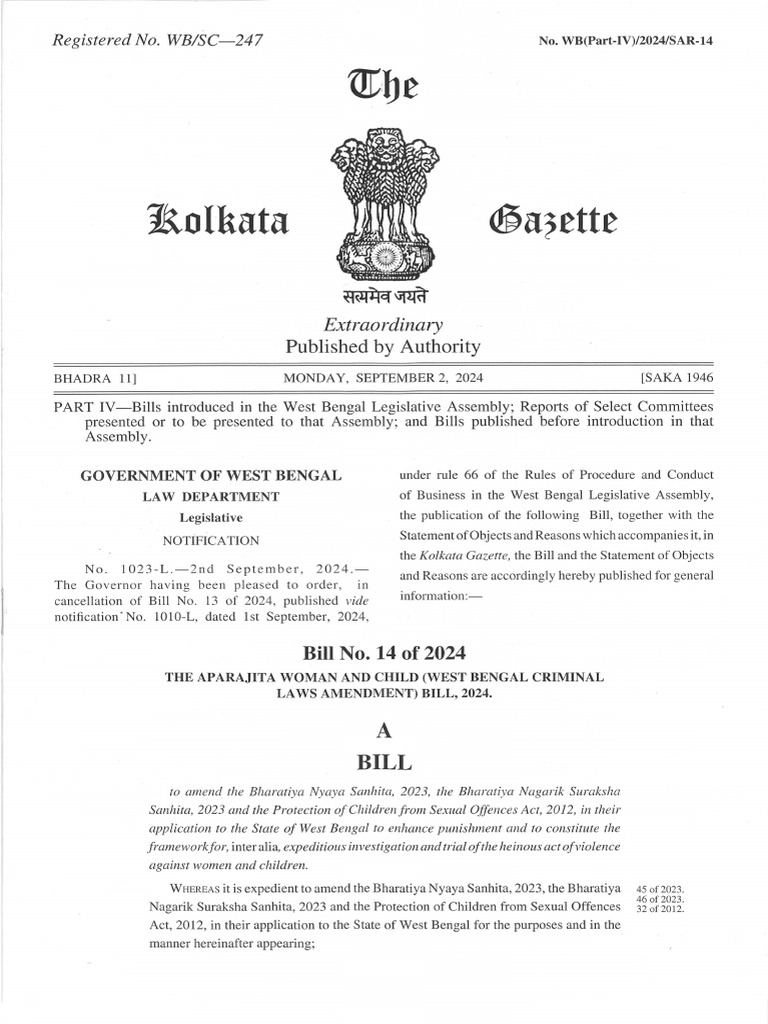 Aparajita Bill, 2024 | PDF