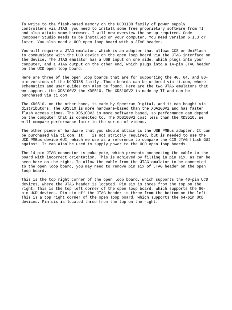 Using JTAG With the UCD3138 Introduction_transcript | PDF | Usb | Computer Hardware