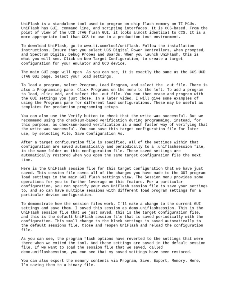 Using JTAG With The UCD3138 Introduction To Uniflash - Transcript | PDF ...