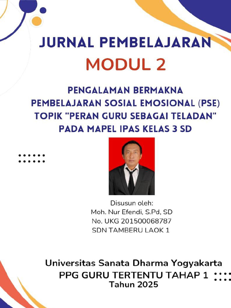 Moh Nur Efendi - 201500068787 - Jurnal Pembelajaran Modul 2 Pse (Peran Guru Sebagai Teladan) | PDF
