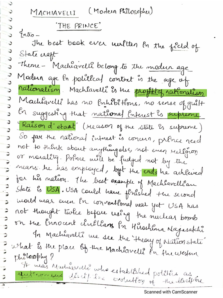 Machiavelli Handwritten Part 1 | PDF