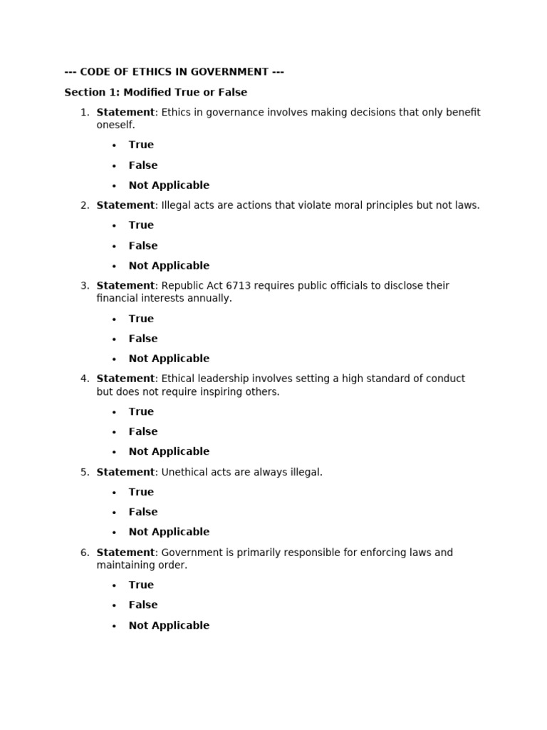 Government Ethics and RA 6713 Overview | PDF | Morality | Integrity