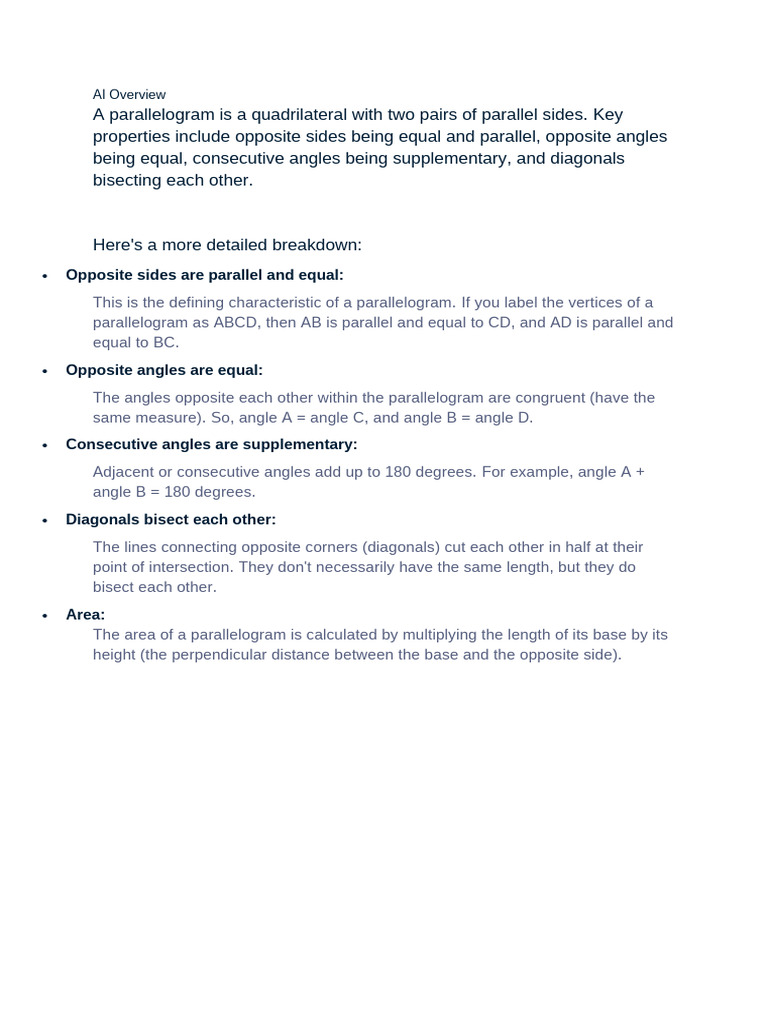 Properties of Parallelograms | PDF