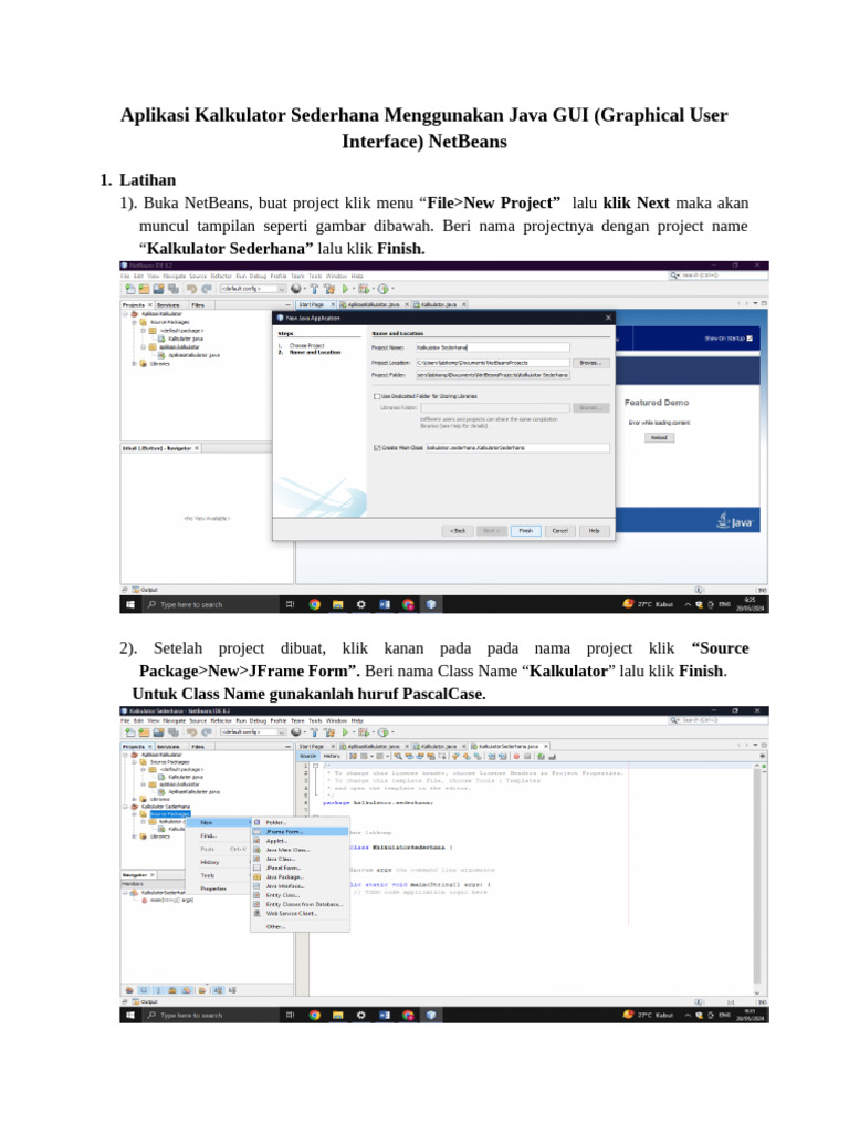 Aplikasi Kalkulator Sederhana Menggunakan Java GUI | PDF