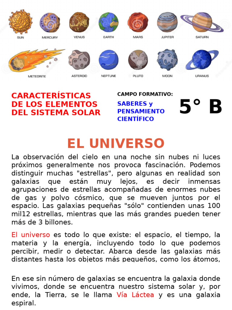 Características Del Sistema Solar | PDF | Galaxia | Sistema solar