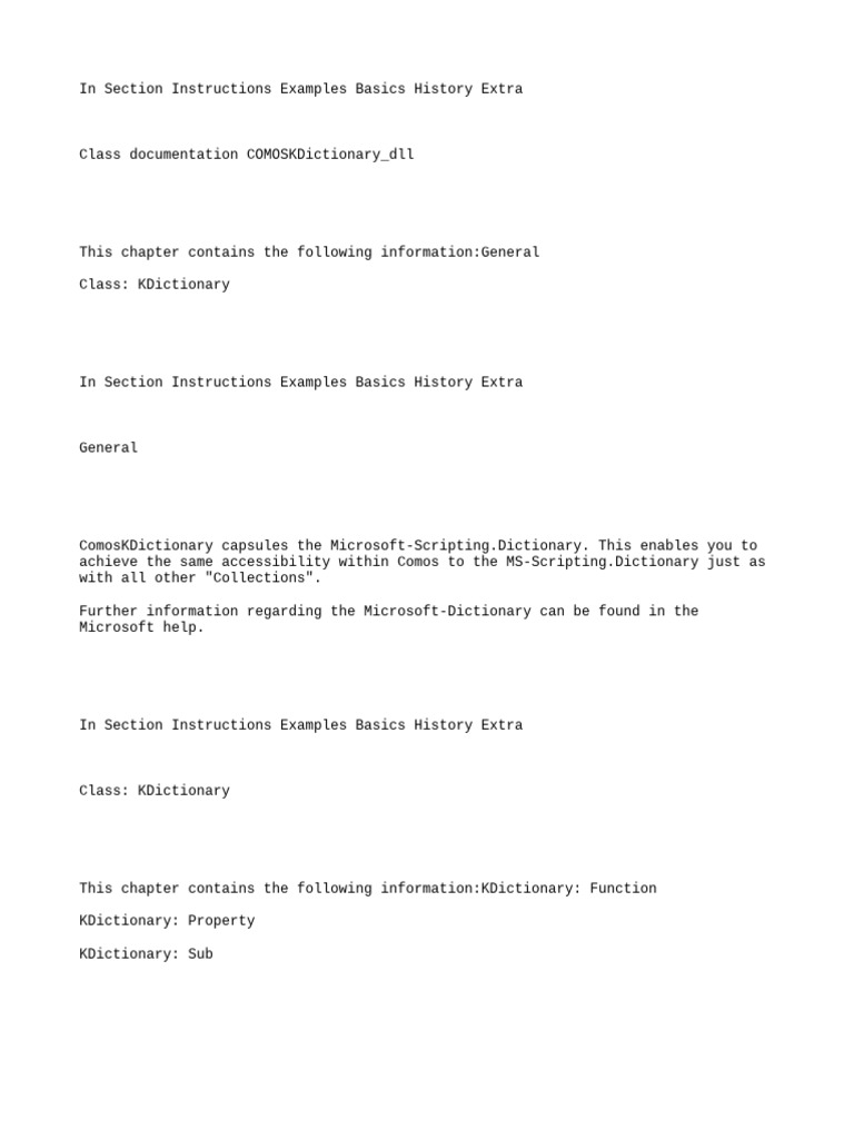 Class Documentation COMOSKDictionary enUS | PDF
